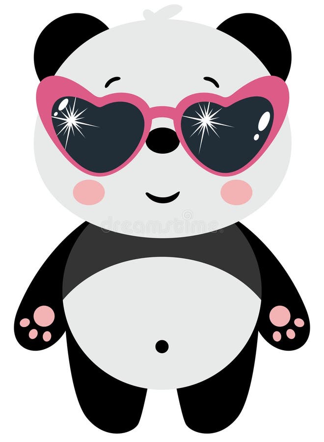 Cool Super Star Panda with Heart Sunglasses Stock Illustration - Illustration of hairstyle ...