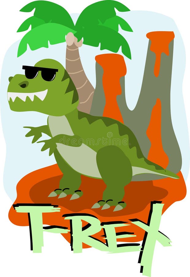 Cool T-Rex with sunglasses stock illustration. Illustration of cartoon ...