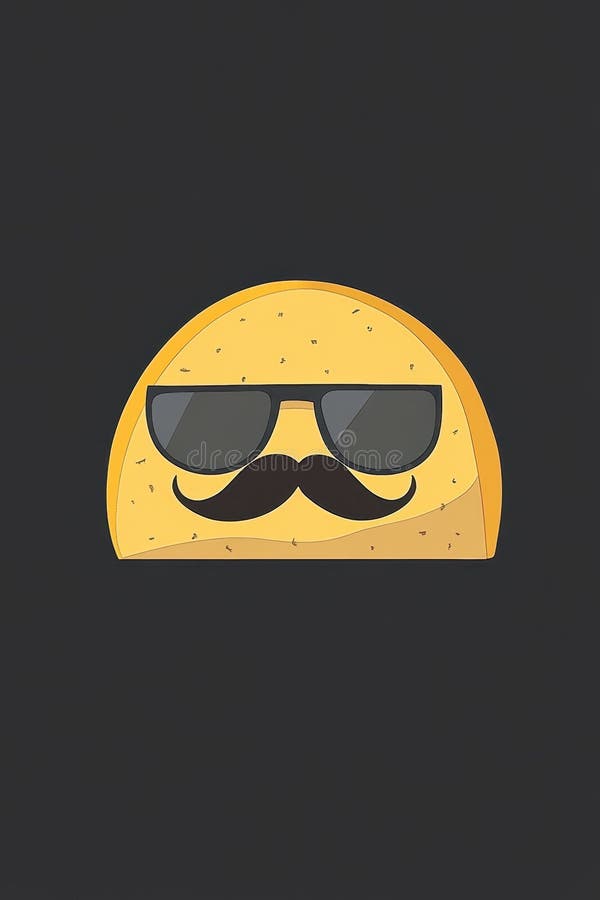 Cool Taco Wearing Sunglasses and Mustache on Black Background. Stock ...