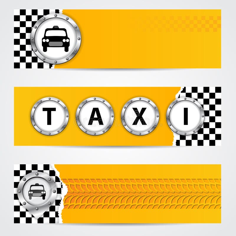 Cool Taxi Company Banner Set with Metallic Elements Stock Vector ...