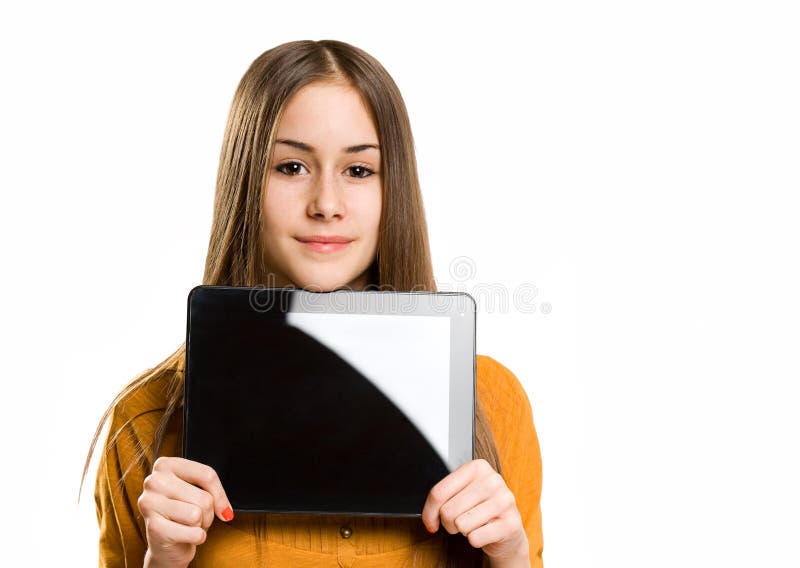 Cool Teen Girl Using Tablet Device. Stock Photo - Image of posing ...
