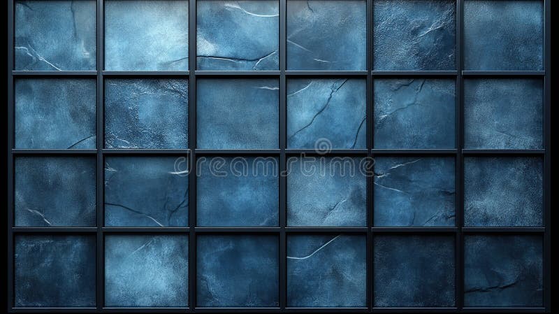 Cool, Textured, Dark-blue Tiles in Square Frames Stock Illustration ...