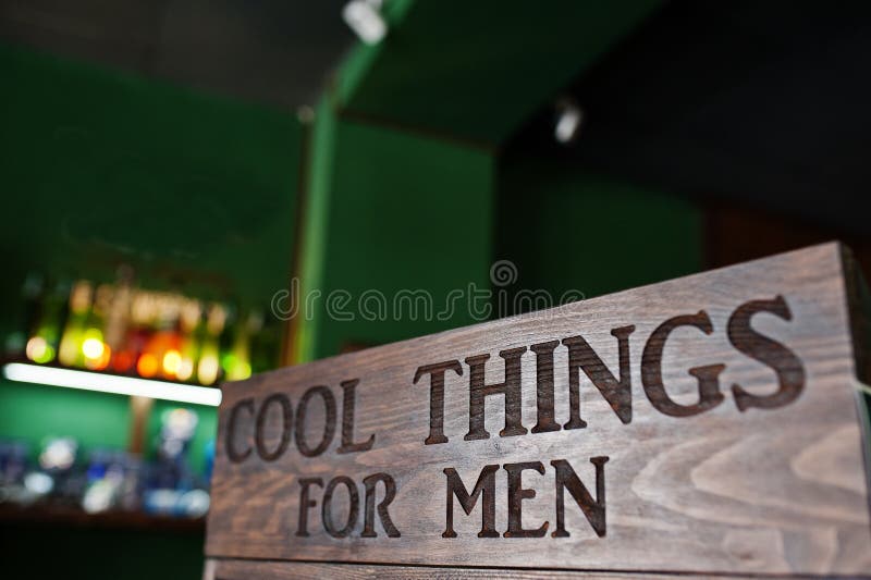 Cool Things for Men, Sign on Wood at Barbershop Stock Image - Image of ...