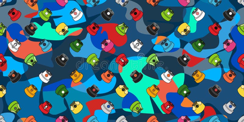 Cool Trendy Colorful Graffiti Spray Caps Assorted Seamless Pattern ...