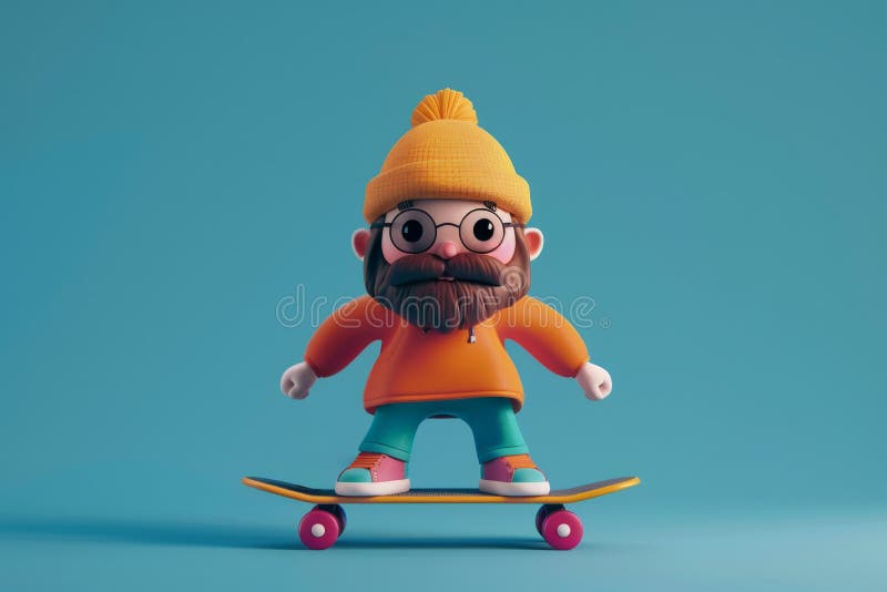 A Cool Trendy 3d Skateboard Character. 3D Rendering Style Illustration ...