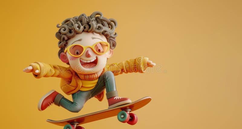 A Cool Trendy 3d Skateboard Character. 3D Rendering Style Illustration ...