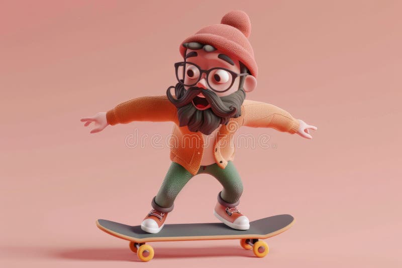 A Cool Trendy 3d Skateboard Character. 3D Rendering Style Illustration ...