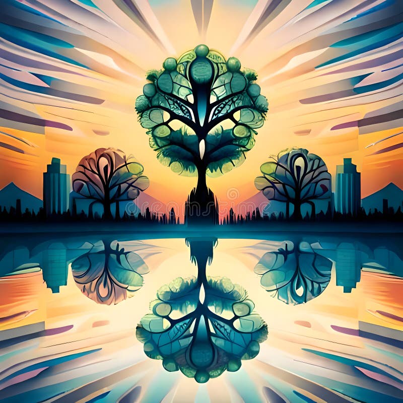 Cool and Unusual Tree - Ai Generated Image Stock Illustration ...