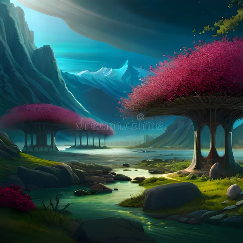 Cool and Unusual Tree - Ai Generated Image Stock Illustration ...