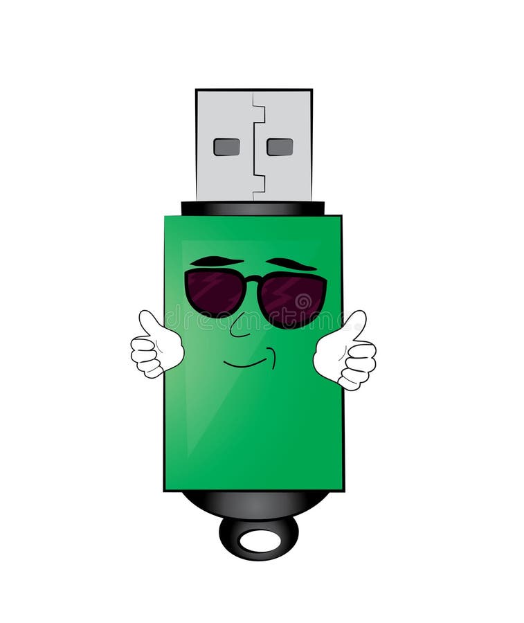 Sad Usb Flash Drive Cartoon Stock Illustration - Illustration of ...