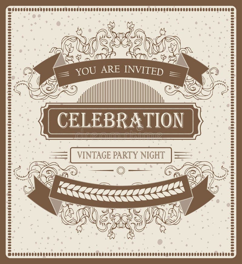 Cool Vector Vintage Invitation Template for Text Stock Vector ...
