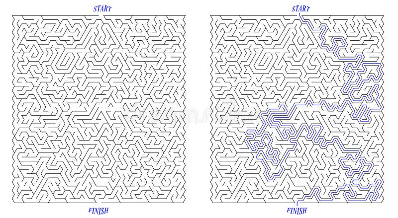 Cool Vertical Rectangular Labyrinth with Triangular Cell. Huge Labyrinth of High Complexity with ...