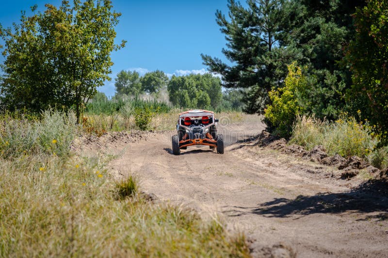 Cool View on UTV, 4x4 Off-road Vehicle on Competition in Summer Stock ...