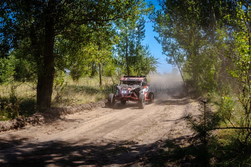 Cool View on UTV, 4x4 Off-road Vehicle in Summer. Amateur Competitions ...