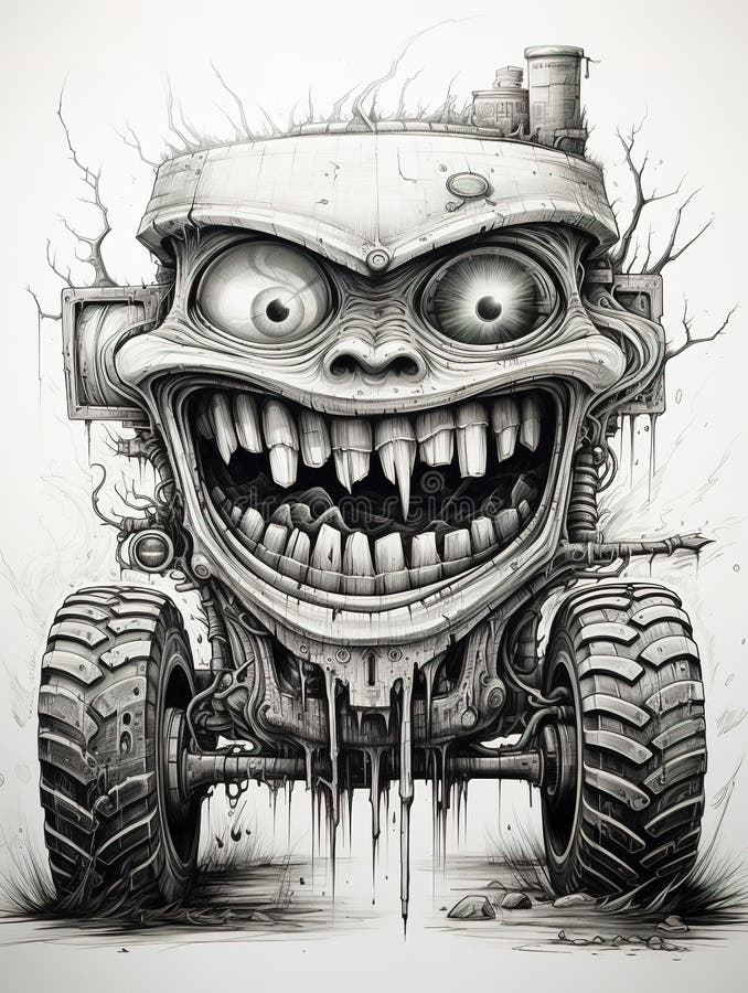 A Car in the Style of Gritty Horror Comics Generative AI Stock ...