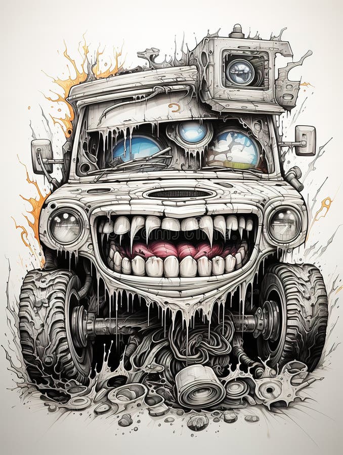 A Car in the Style of Gritty Horror Comics Generative AI Stock ...