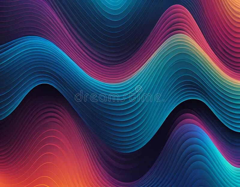 Cool Wavy Line Pattern with Gradient Color Flow Stock Illustration ...
