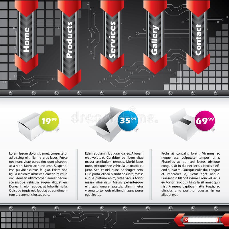 Cool Website Template Design with Technology Eleme Stock Vector ...