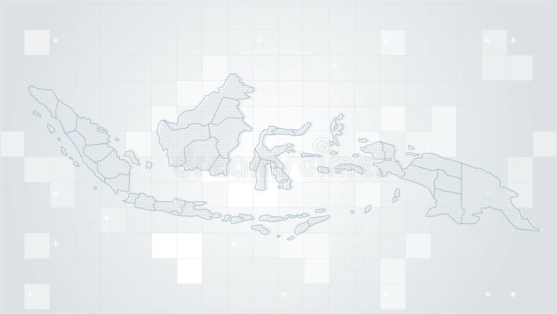 Cool Map of Indonesia with a Glowing Provincial Capital Stock Vector ...