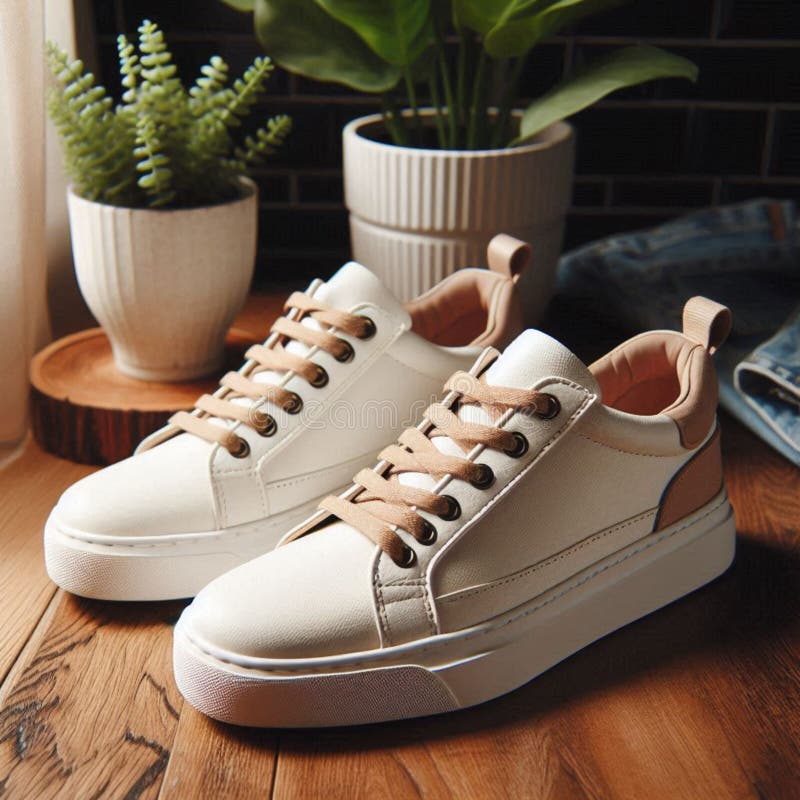 Cool White Casual Shoe Mockup Portrait Stock Illustration ...