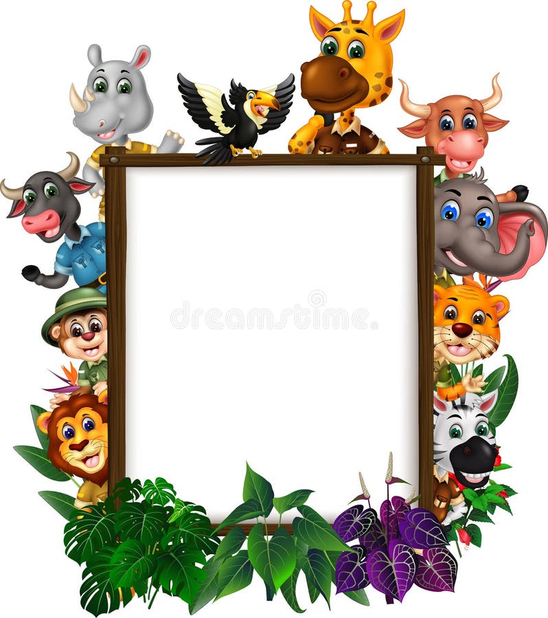 Cool Wildlife Animals with White Square Board, Trees, and White Flower ...