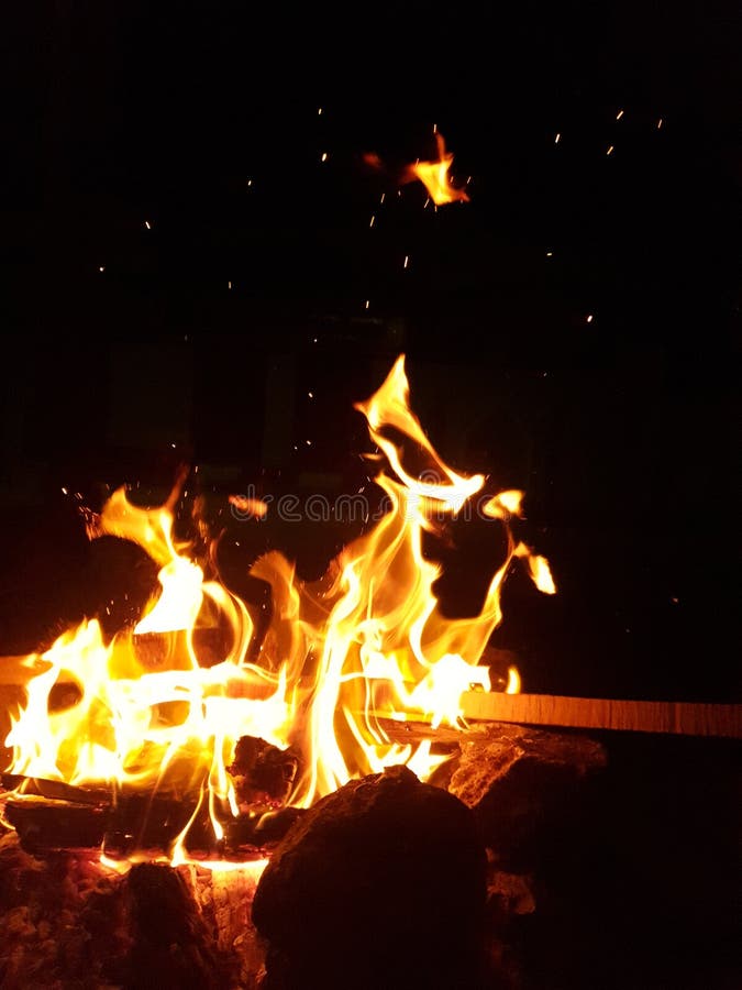 Cool Winter Night with Bonfire and Tea Stock Photo - Image of cool ...