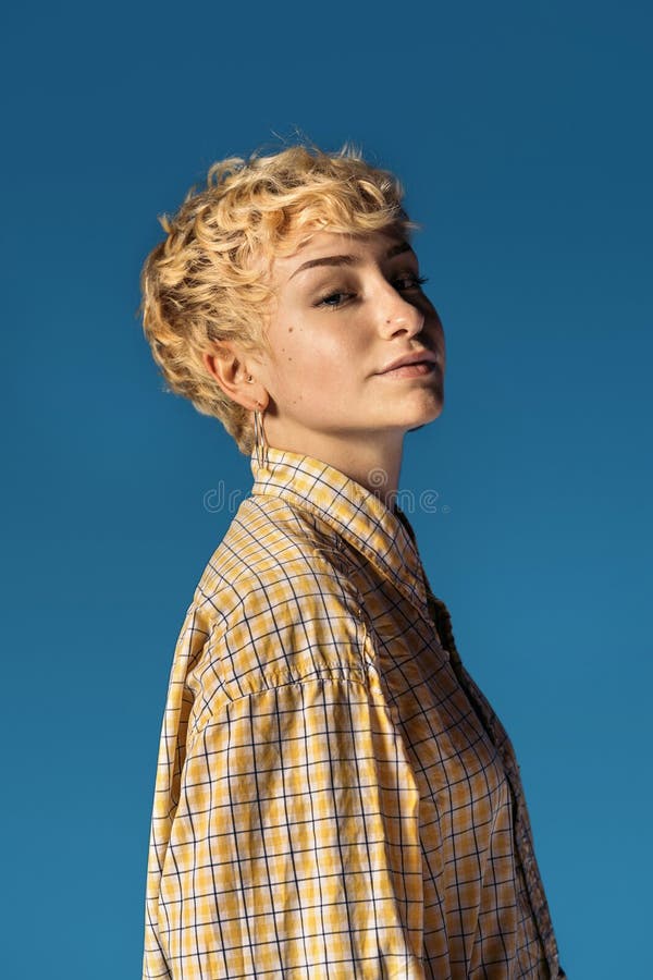 Cool woman in studio stock photo. Image of head, pattern - 274940452