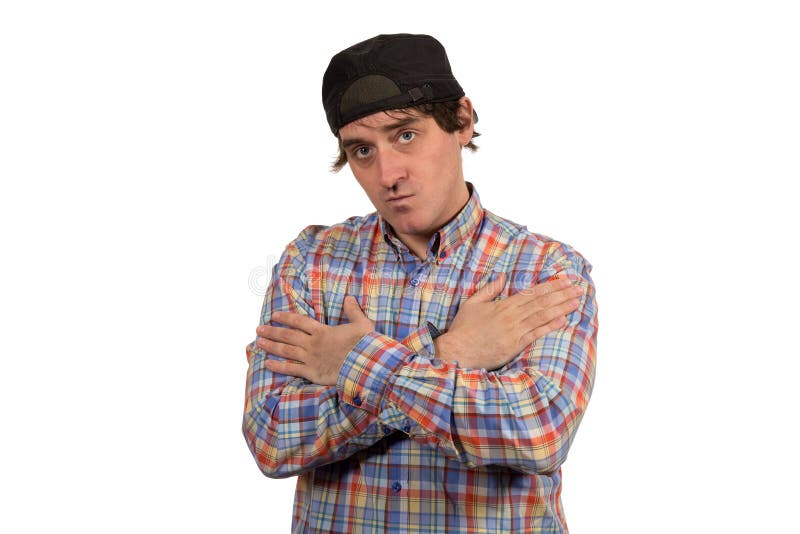 Cool young guy with cap stock image. Image of hands, face - 65843641