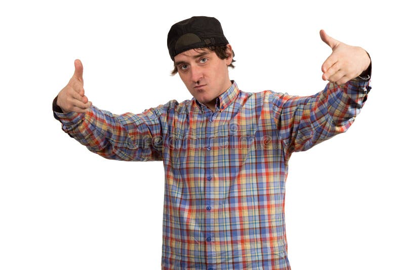 Cool young guy with cap stock image. Image of length - 65843651