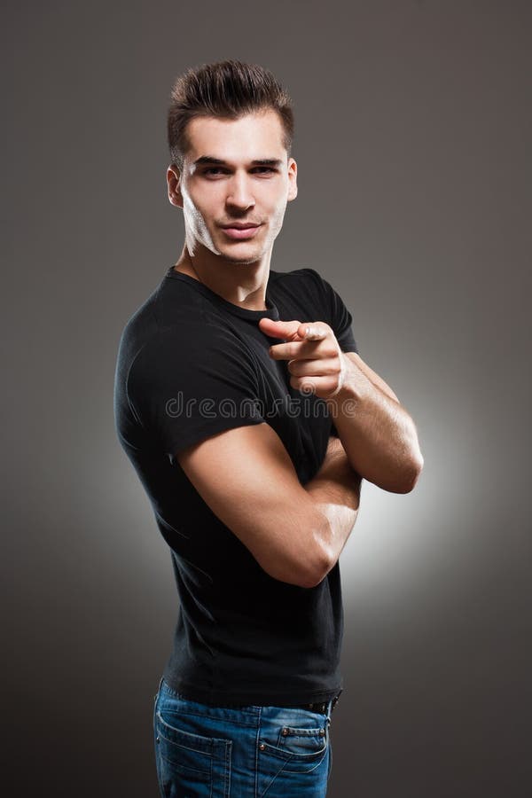 Cool young guy. stock image. Image of body, brunette - 34308205