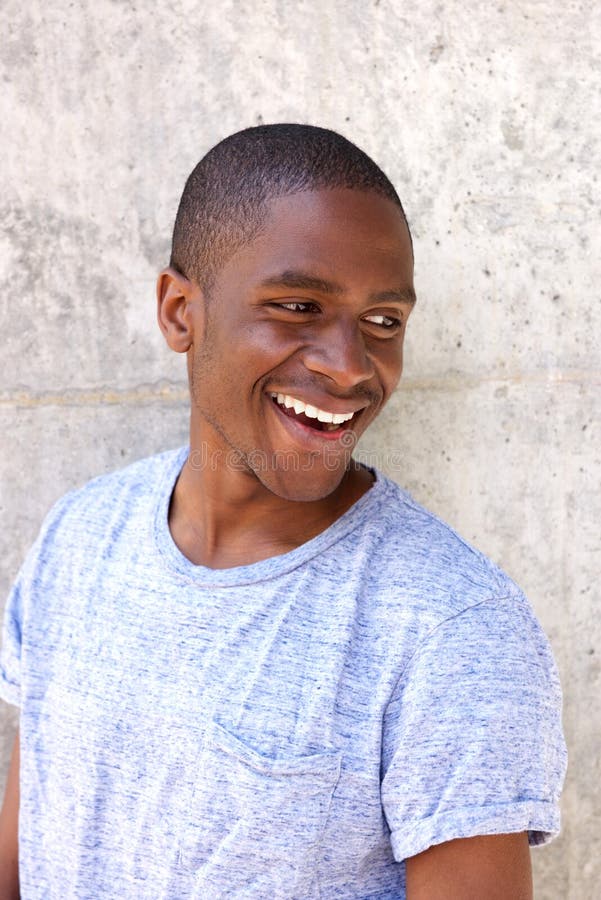 Cool Young Guy Smiling and Looking Behind Stock Image - Image of model ...