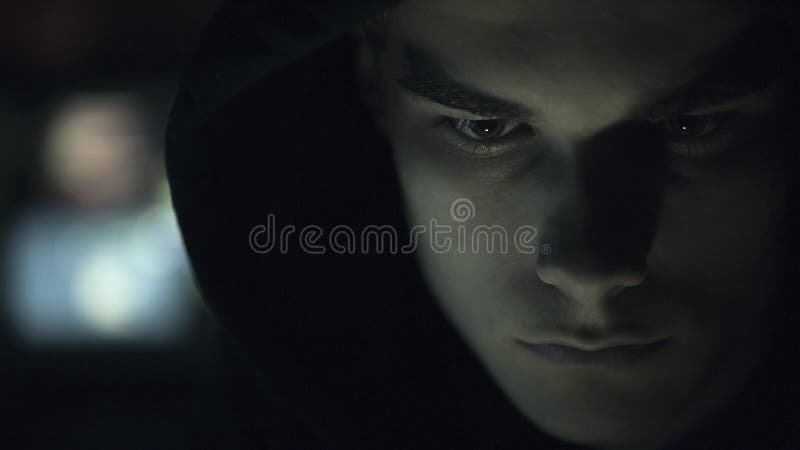 Cool Your Hacker Portrait in the Dark Stock Image - Image of phishing ...
