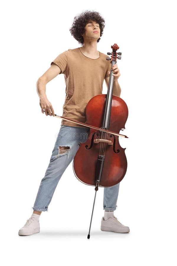 Cool Young Man Playing a Cello Music Instrument Stock Image - Image of ...