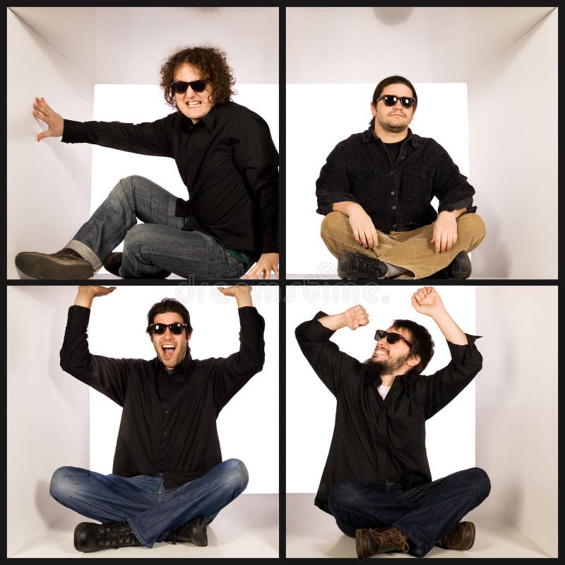 Cool young men in black stock photo. Image of expression - 7977902