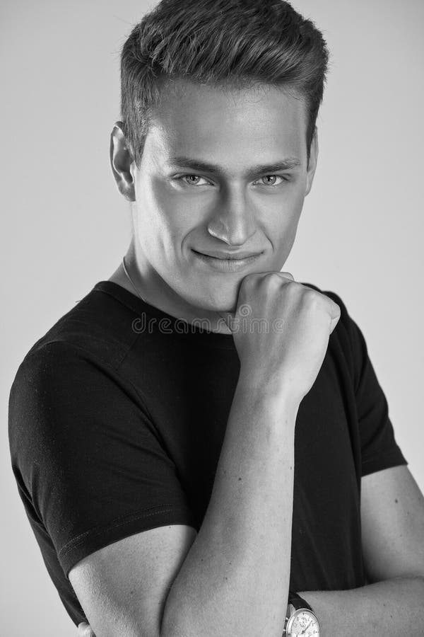 Cool Young Man Standing On White Background Stock Image - Image of ...