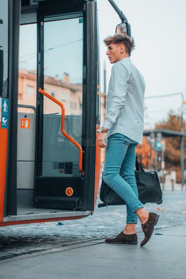 Cool Young Spanish Male Riding Up a Bus Stock Image - Image of young ...