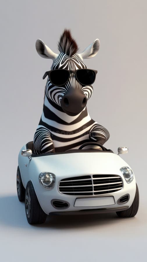 Cool Zebra Driving Modern Car Wearing Sunglasses Stock Photo - Image of ...