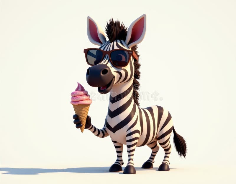 Cool Zebra Enjoying Ice Cream Stock Illustration - Illustration of ...