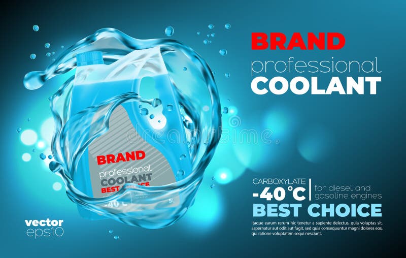 Coolant Bottle, Car Engine Antifreeze Promo Banner Stock Vector ... Coolant Bottle, Car Engine Antifreeze Promo Banner Stock Vector ...