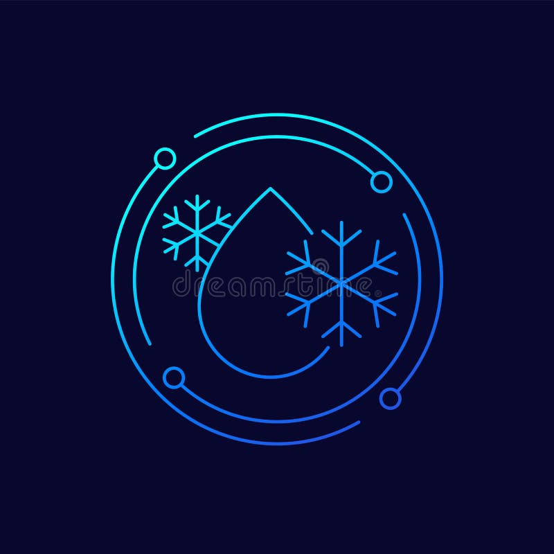 Coolant Drop Line Icon with Snowflakes, Vector Stock Vector ...