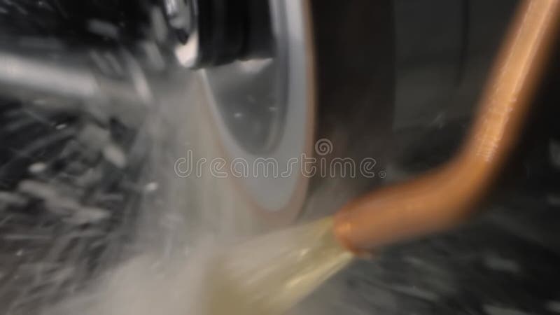 Coolant System of Turning Milling Machine - Close Up View, Slow Motion ...
