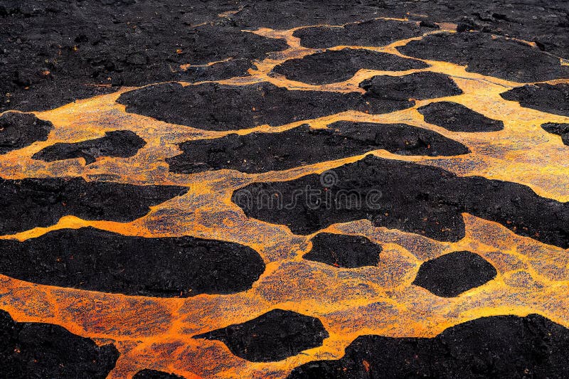 Cooled Black Yellow Lava Texture Spread Over Surface Stock Image ...
