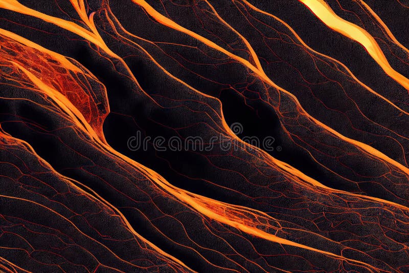 Cooled Black Yellow Lava Texture Spread Over Surface Stock Photo ...