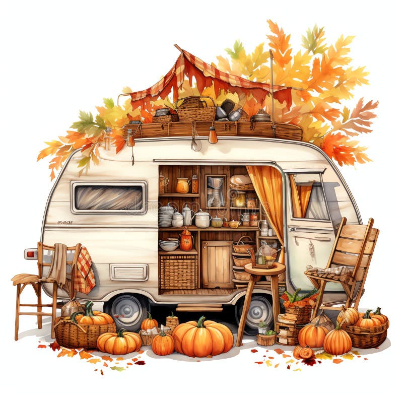 Cooler Autumn Fall Watercolor Illustration Stock Illustration ...