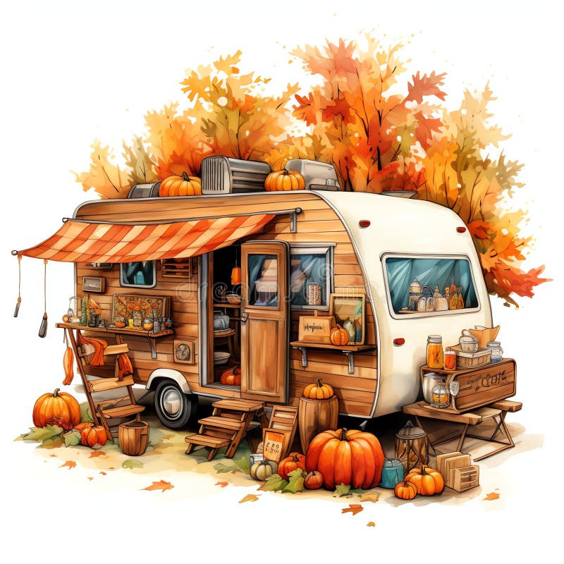 Cooler Autumn Fall Watercolor Illustration Stock Illustration ...