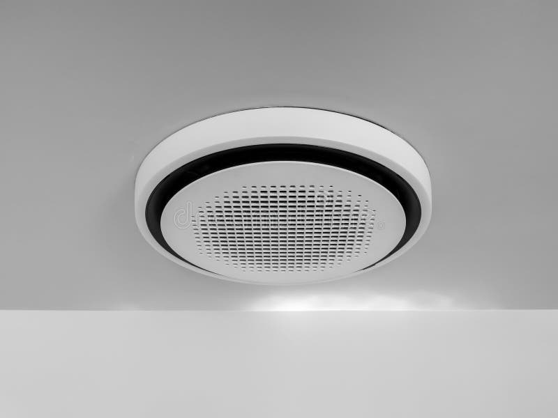 Cooler Ceiling Air Conditioner Concept. Modern White Round Cassette Air ...