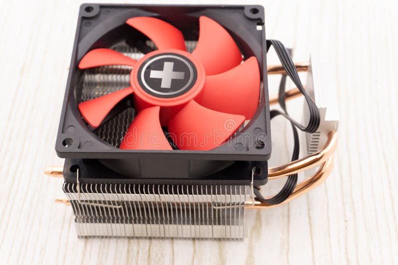 CPU Cooler on the Computer`s Motherboard. Close Up View. Stock Photo ...