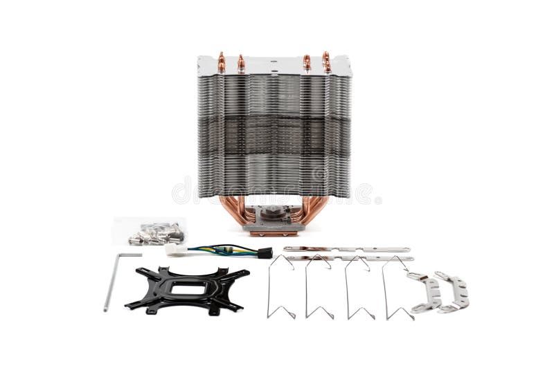 Cooler for Computer with Mounting Parts Isolated on White Stock Image ...