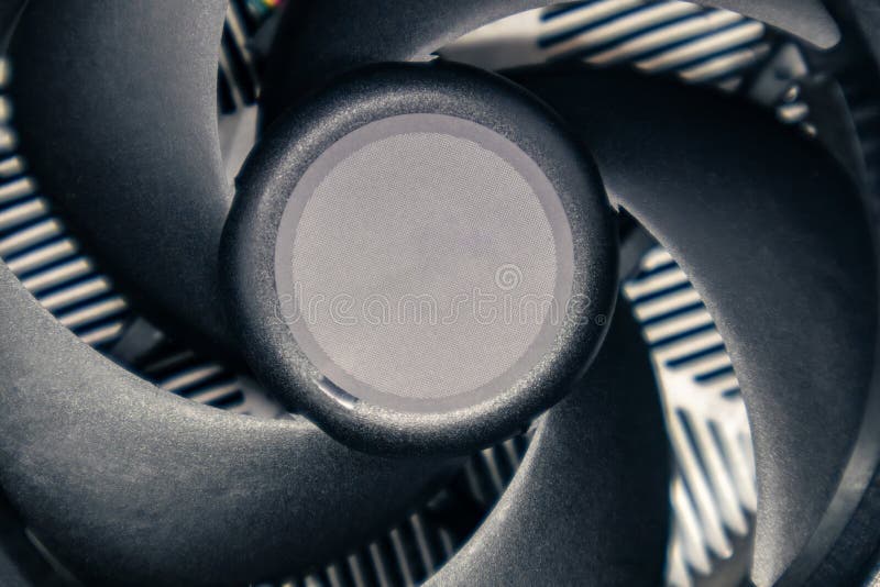 Cooler Fan for Computer CPU Unit Close-up on Black Stock Image - Image ...