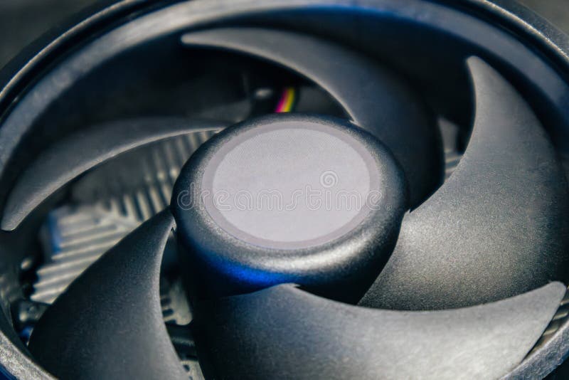 Cooler Fan for Computer CPU Unit Close-up on Black Stock Image - Image ...